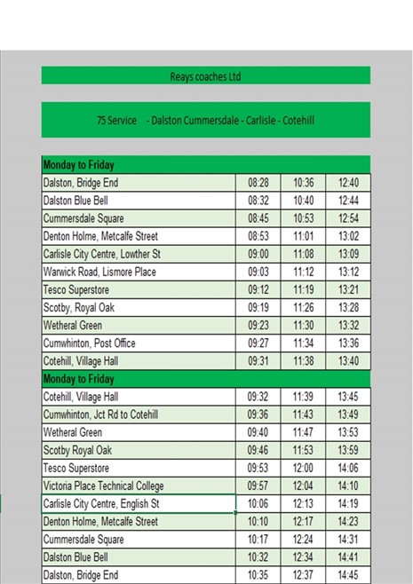 Rural and Town bus services
